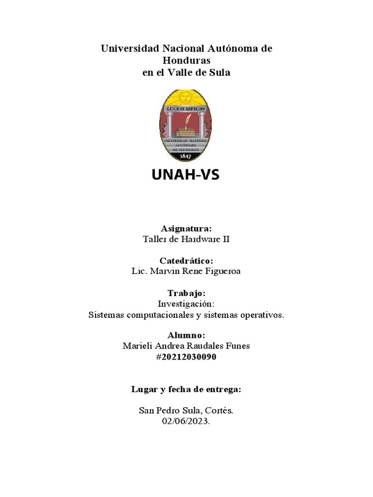 Actividad I -Taller de Hardware II | PDF | Hardware de la computadora | Unidad Central de ...