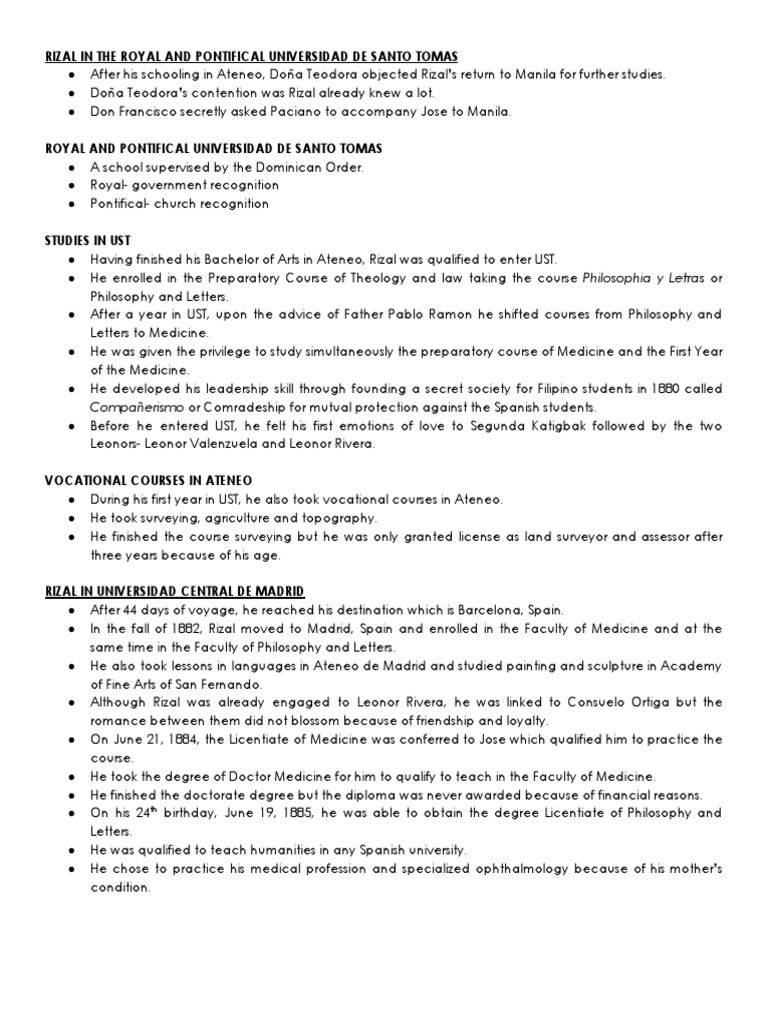 Rizal Ust and Madrid | PDF | Educational Stages