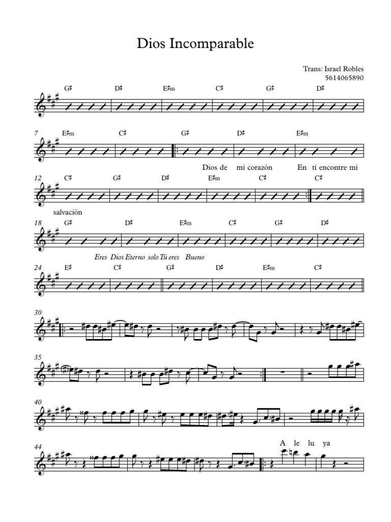Dios Incomparable - Sax - Partitura Completa | PDF