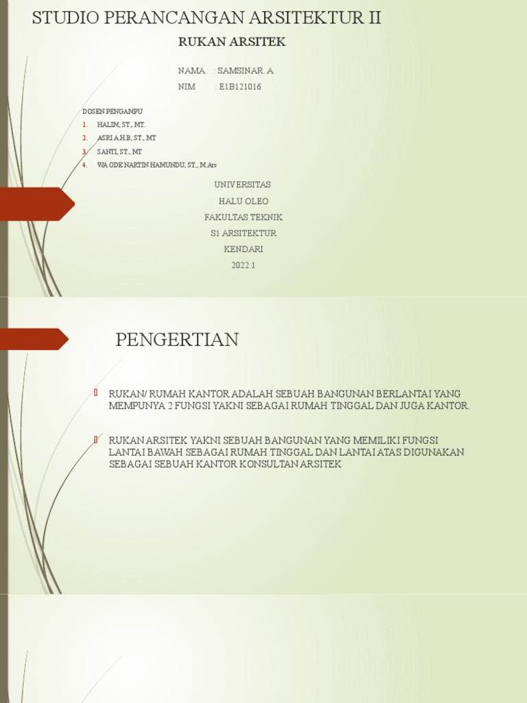 Rukan Arsitek - Samsinar. A - E1b121016 | PDF