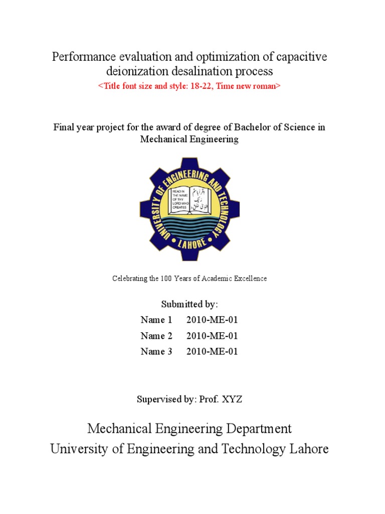 Final Year Design Project Report Format | PDF | Physical Sciences ...