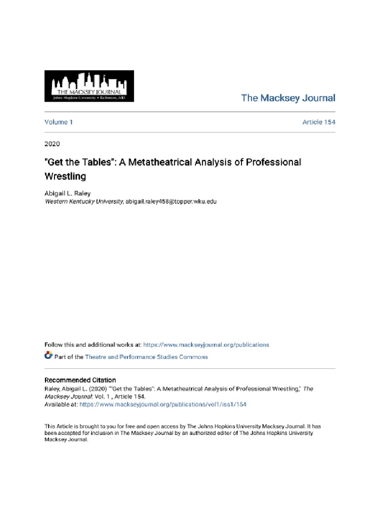Get The Tables - A Metatheatrical Analysis of Professional Wrestling ...