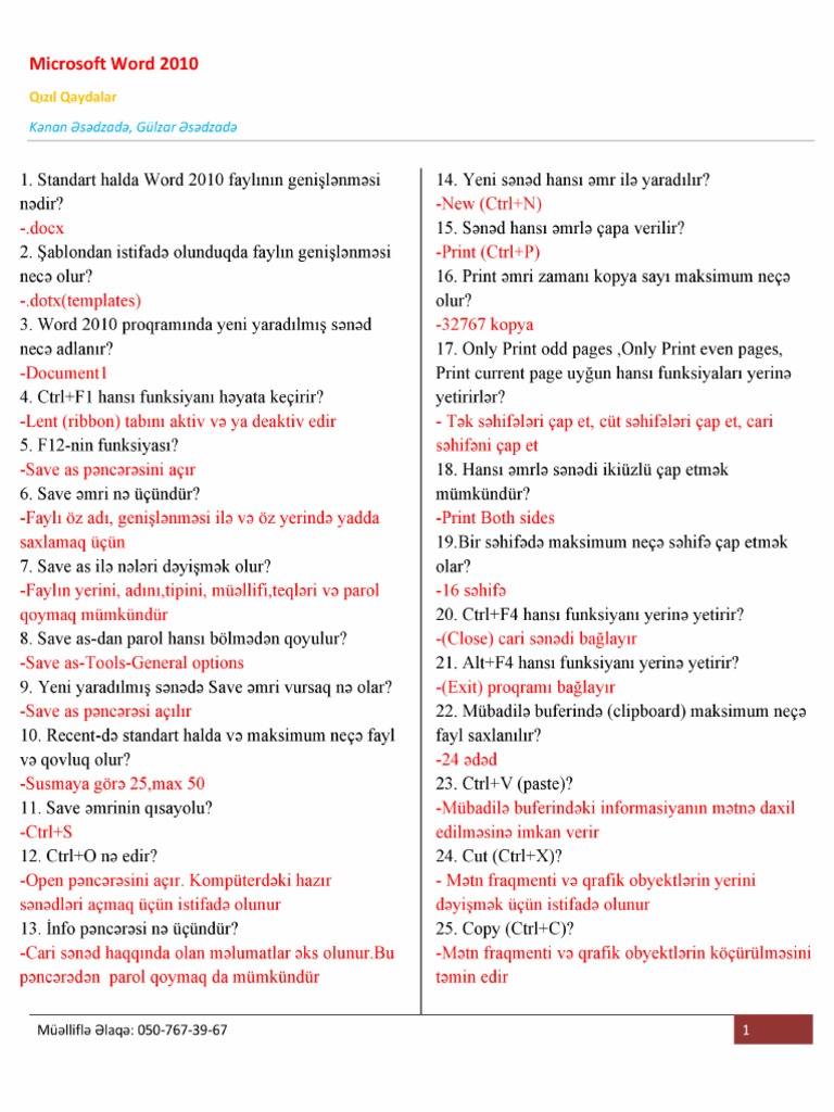 Qızıl Qaydalar - 6 (Microsoft Word) | PDF