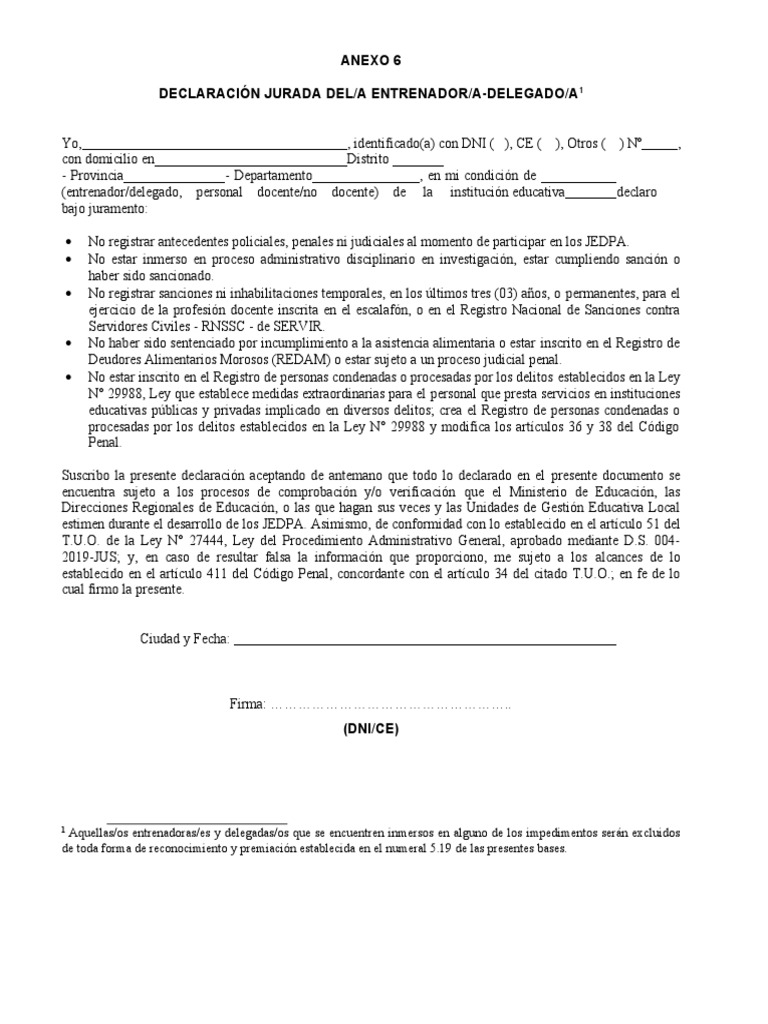 Declaracion Jurada | PDF | Ley Pública | Justicia