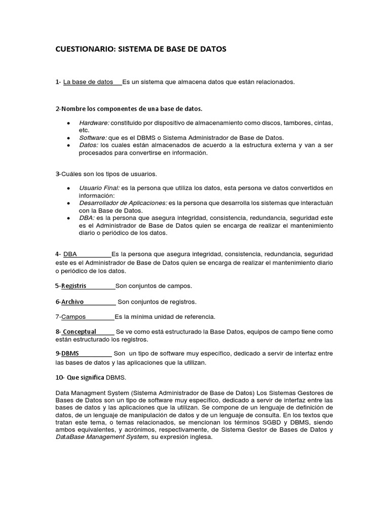 Cuestionario 2 | PDF | Bases de datos | Ciencias de la Información