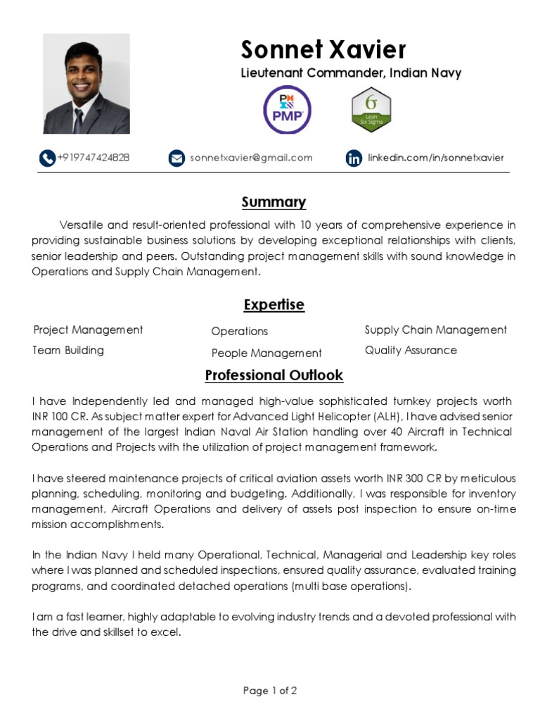 RESUME - Sonnet Xavier - Project Manager | PDF | Project Management | Business