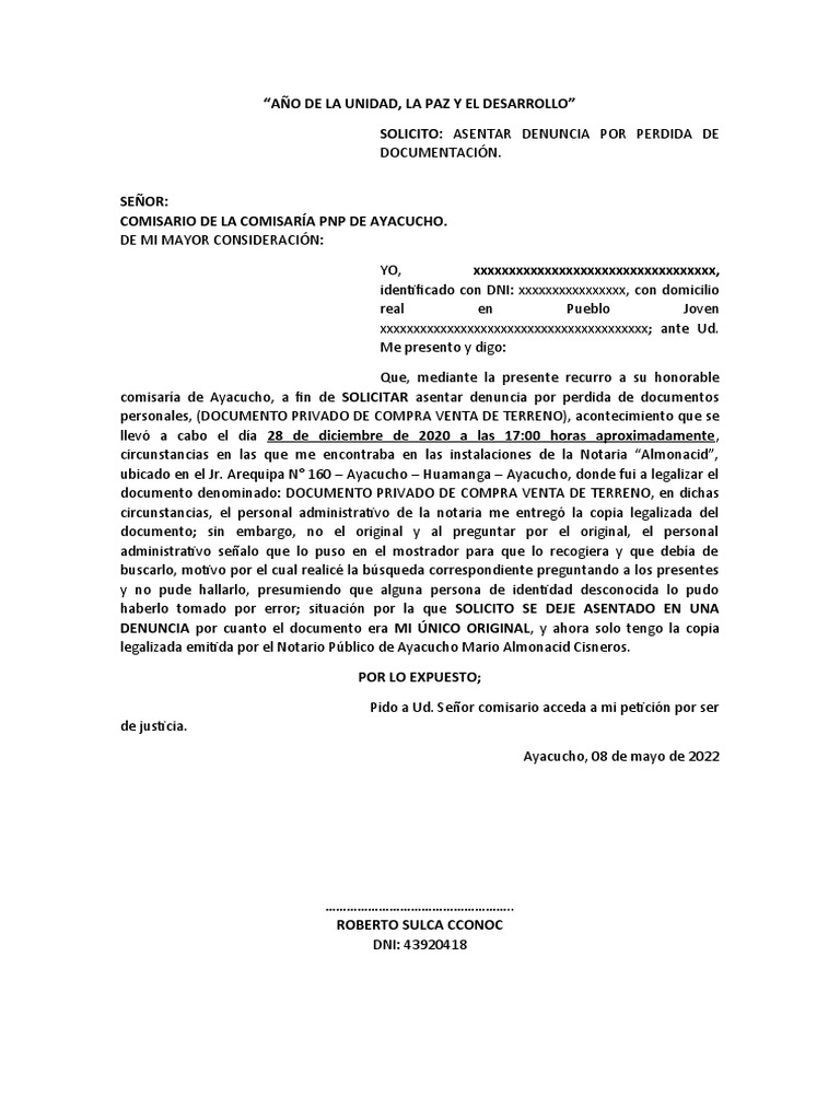 Denuncia Por Abandono de Hogar | PDF