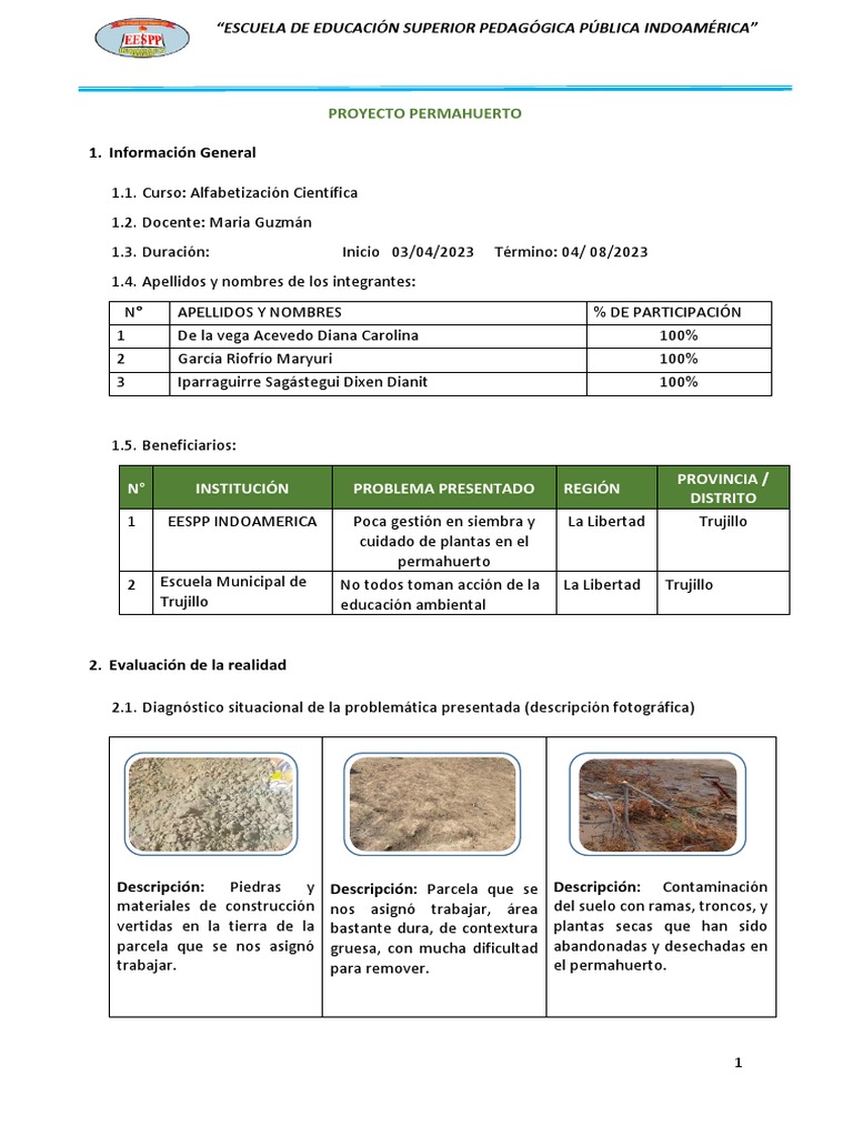 Grupo 2 - Estructura Proyecto Alfabetizacion Cien 2023 | PDF | Plantas | Botánica