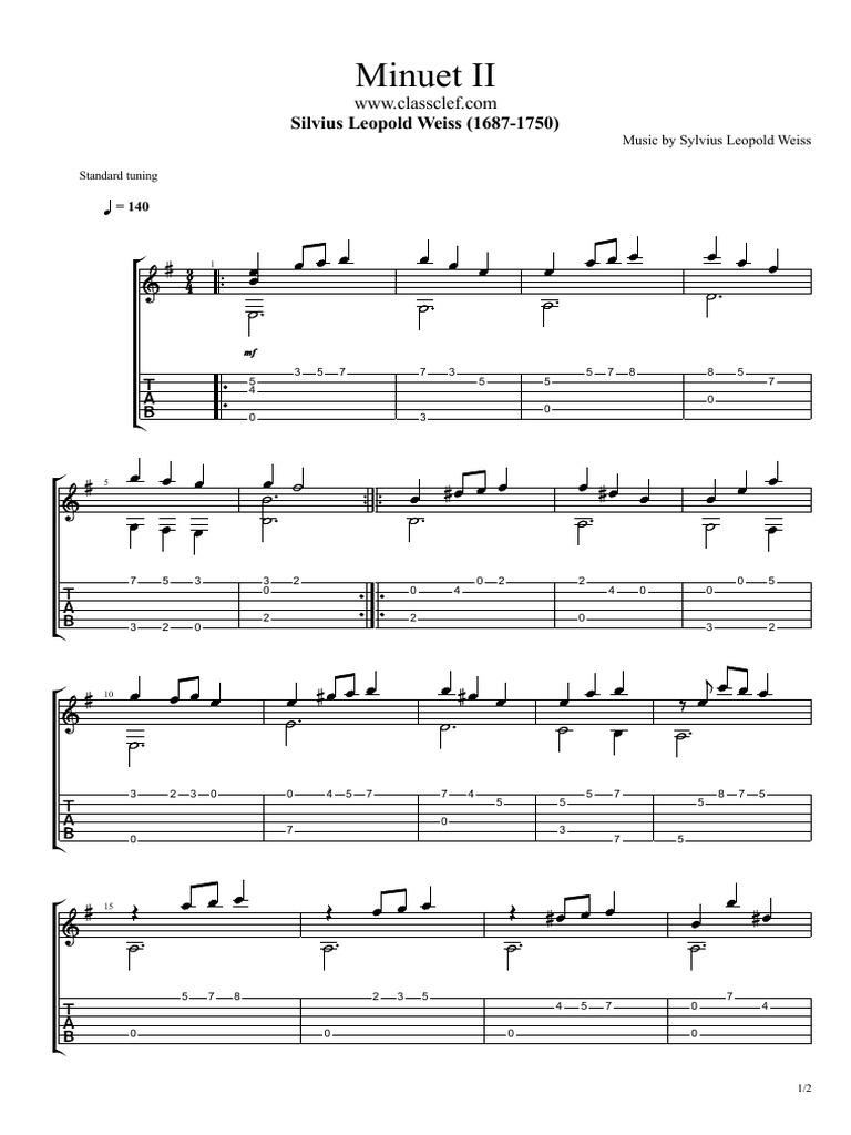 Suite in em K9 6 Minuet II by Silvius Leopold Weiss | PDF