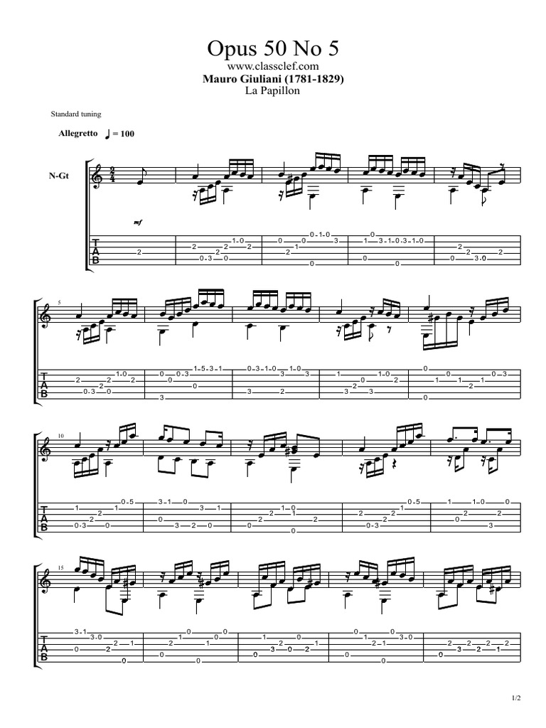 Opus 50 No 5 by Mauro Giuliani | PDF