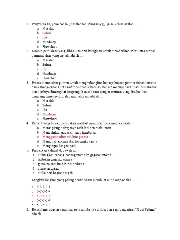 Soal Ulangan Mind Map | PDF