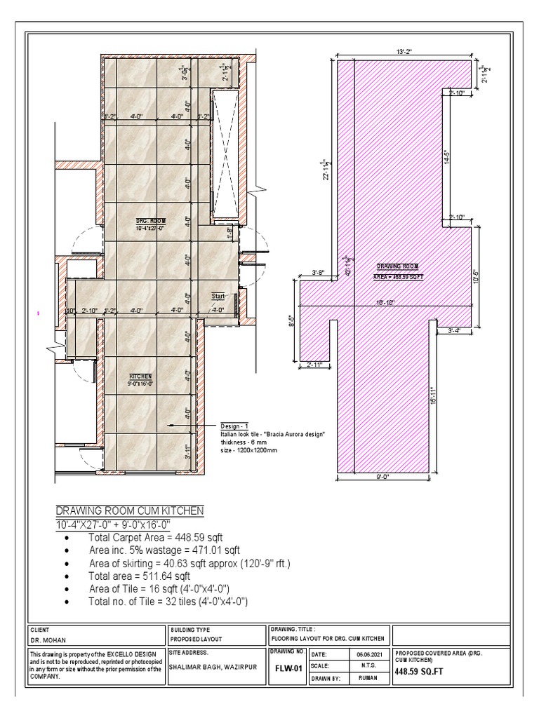 Drawing Room and Kitchen Layout Plan | PDF | Components | Civil Engineering