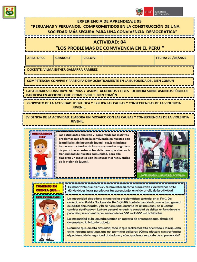 Ficha de Actividad 04 Eda 5 DPCC 3 ° PDF | PDF