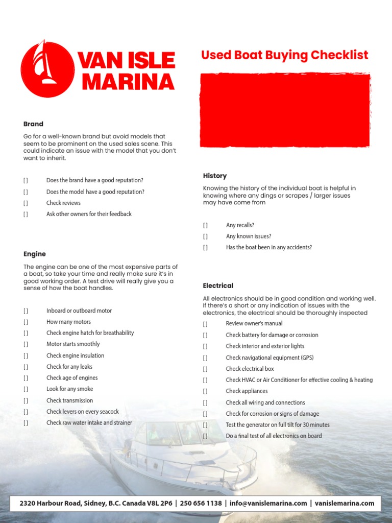 Used Boat Checklist Web | Download Free PDF | Refrigerator | Vehicles