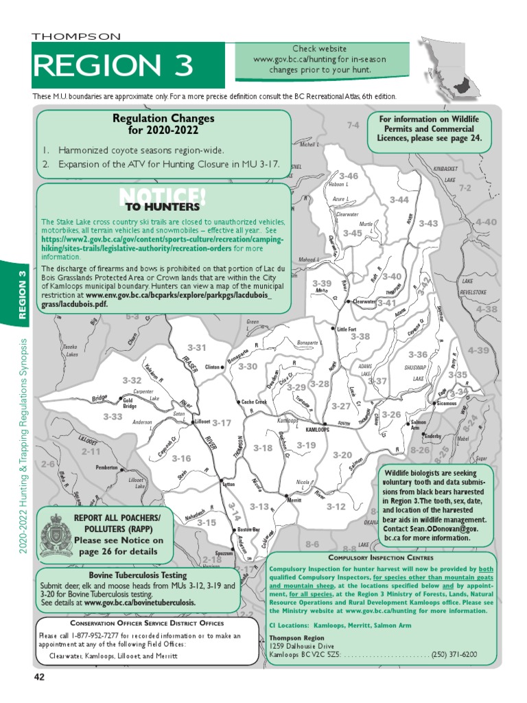 BC Region 3 Hunting Regulations 2020-2022 | PDF | Outdoor Recreation ...