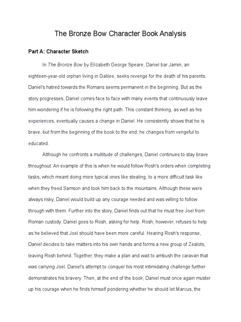 The Bronze Bow Character Book Analysis | PDF