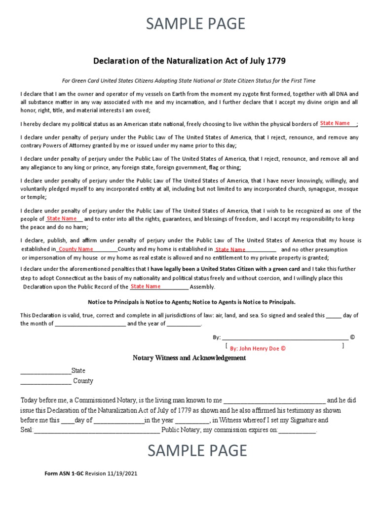 1779 Declaration Green Card Man Notary | PDF | Power Of Attorney | Justice