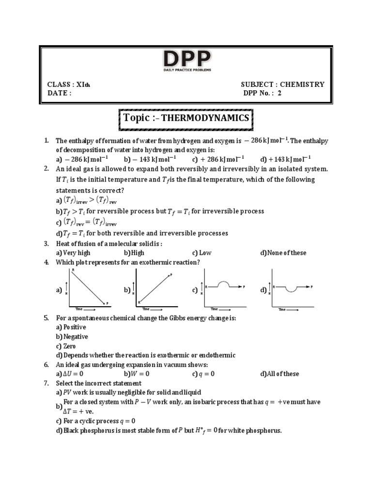 DPP 2 | PDF | Physics | Chemistry
