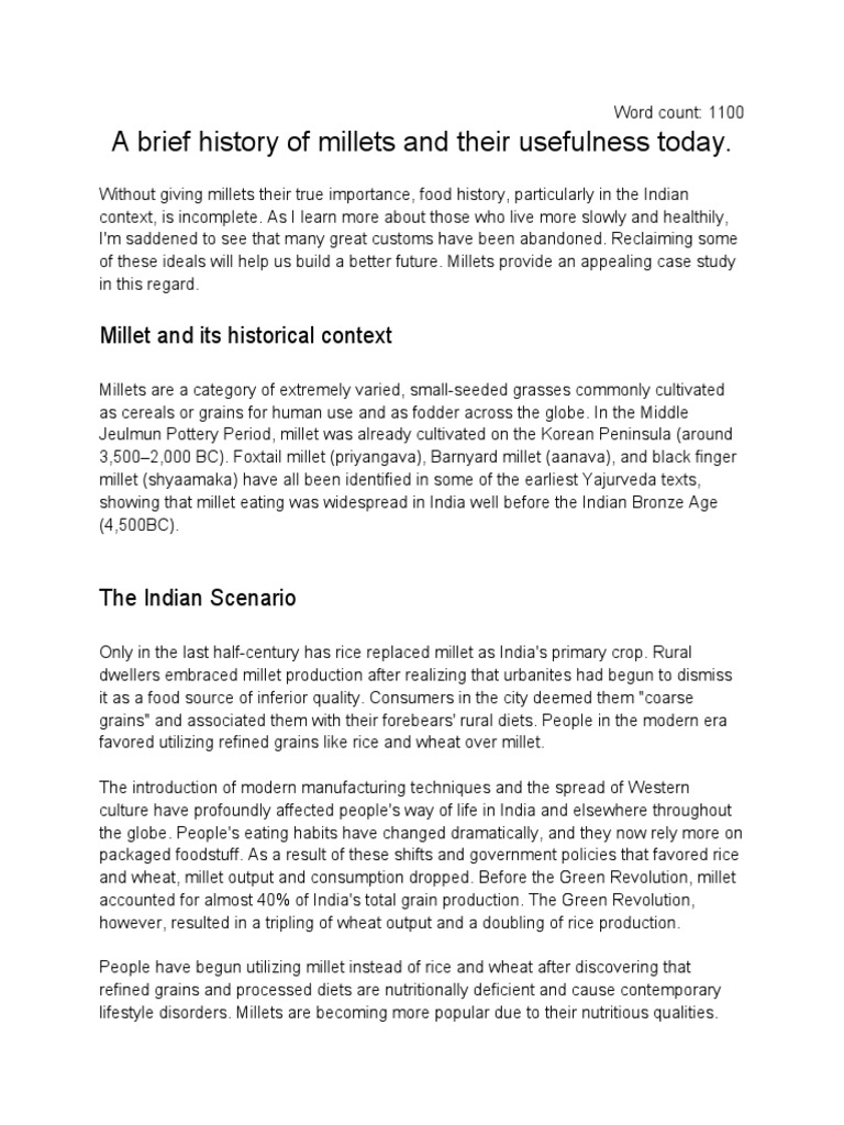 History of Millets | PDF | Cereals | Wheat