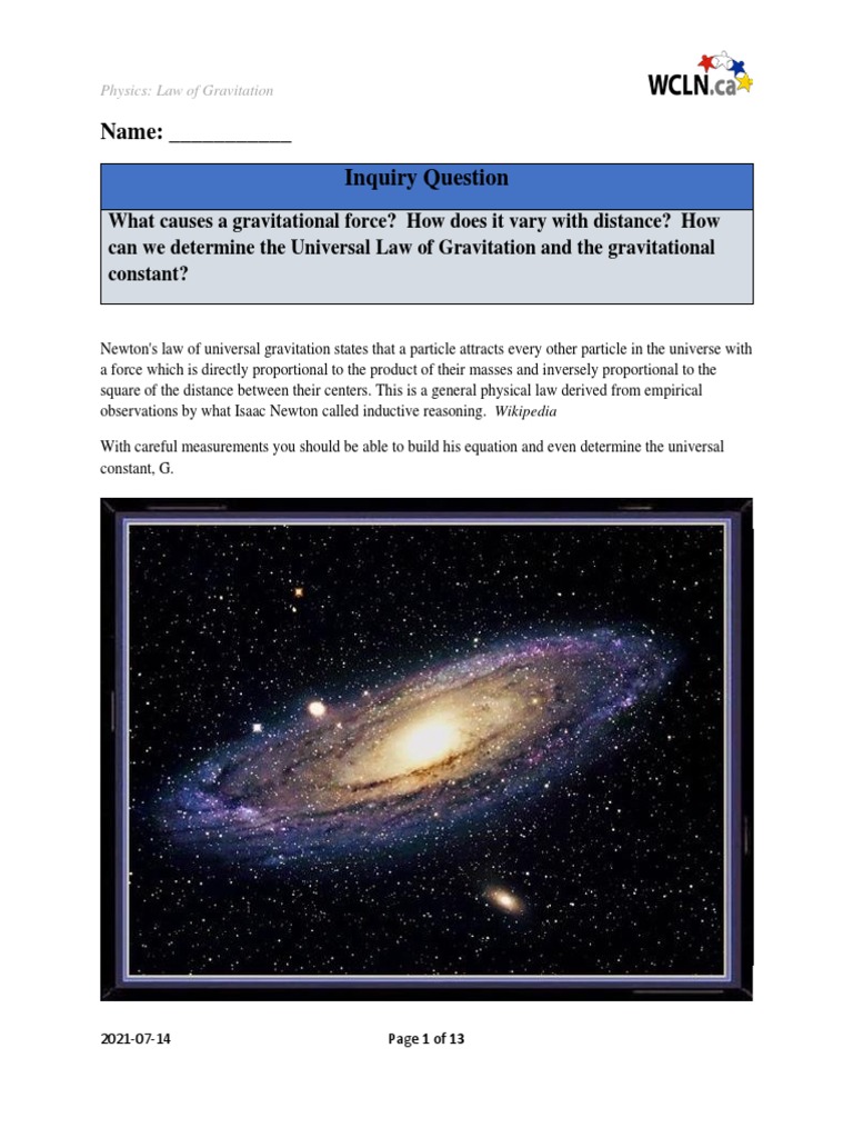 What Causes A Gravitational Force How Does It Vary With Distance How ...