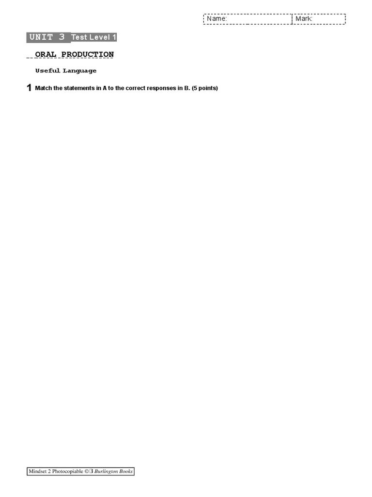 Oral Production Test Level 1 Guide | PDF | Sports