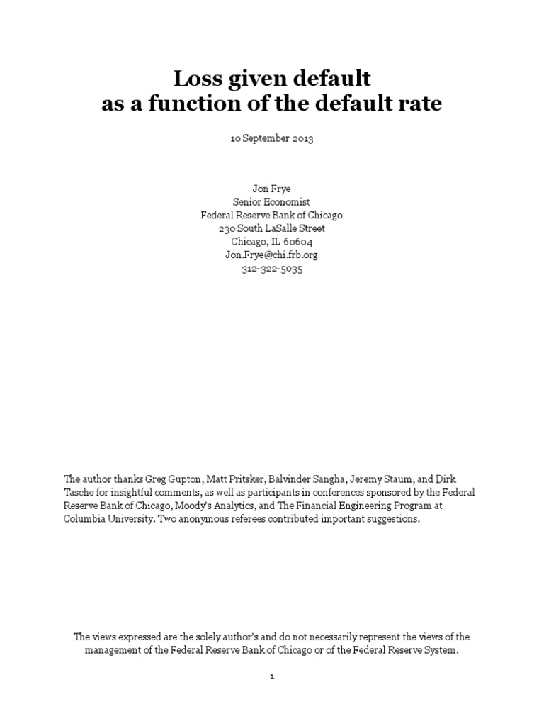 LGD Function: Frye-Jacobs Model Analysis | PDF | Ordinary Least Squares ...