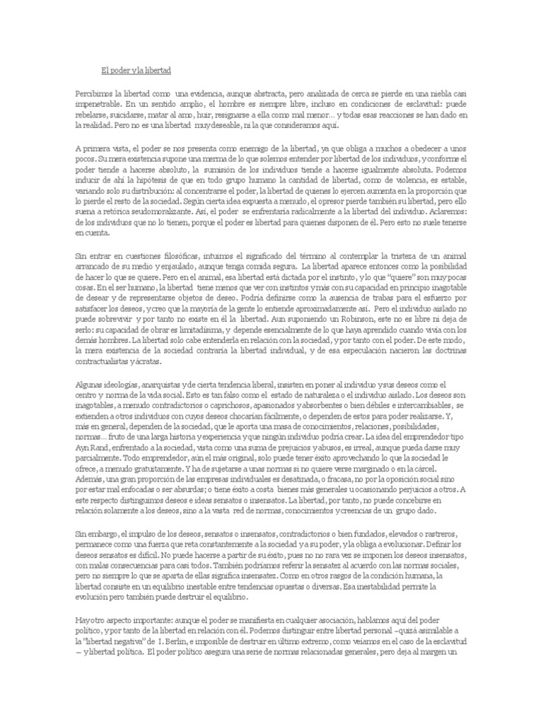El Poder Y La Libertad Pdf Libertad Sociedad