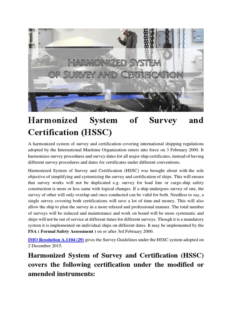 Harmonized System of Survey and Certification | PDF