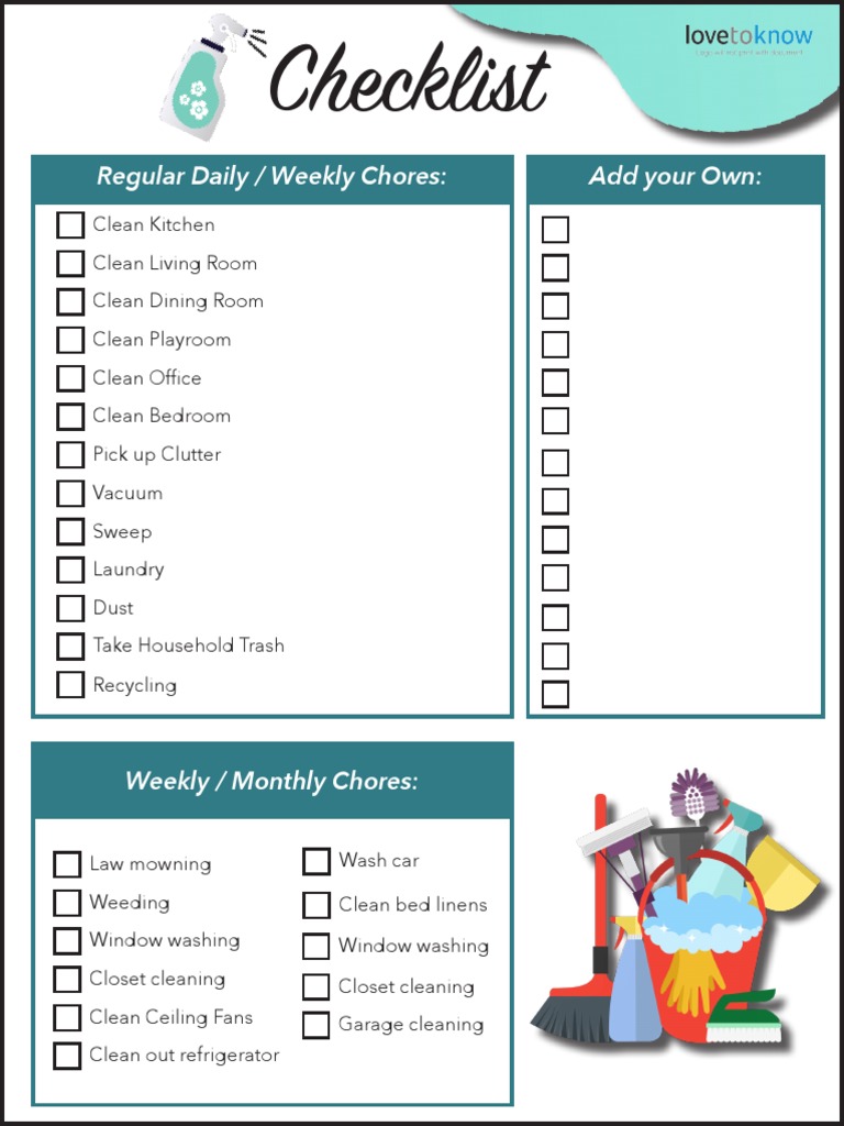 96-Household Chores Checklist | PDF