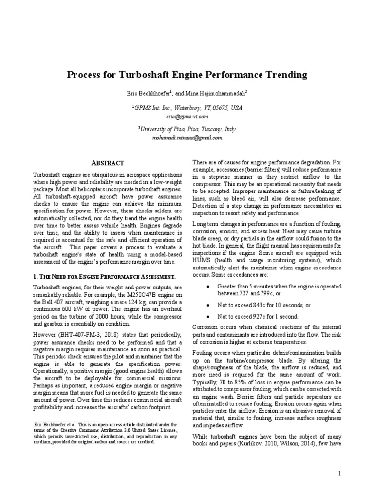 Process For Turboshaft Engine Performance Trending | PDF | Gas Turbine | Engines