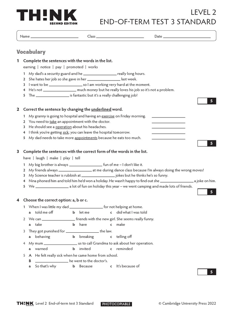 Thk2e BrE L2 End of Term Standard Test 3 | PDF | Foods | Legume
