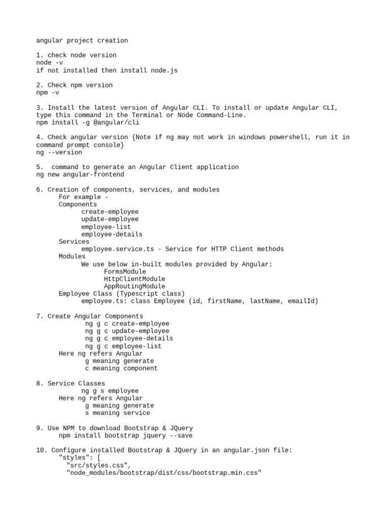 Angular Project Setup STEPS | PDF | Command Line Interface | Bootstrap (Front End Framework)