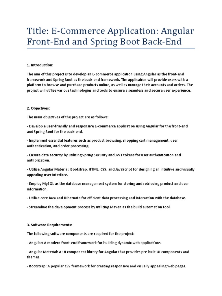 E Commerce Application Angular Front End And Spring Boot Back End