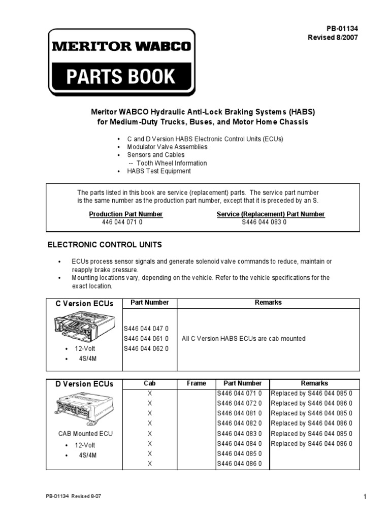 Wabco™ - C - and D-Version HABS Replacement PC | PDF | Anti Lock ...