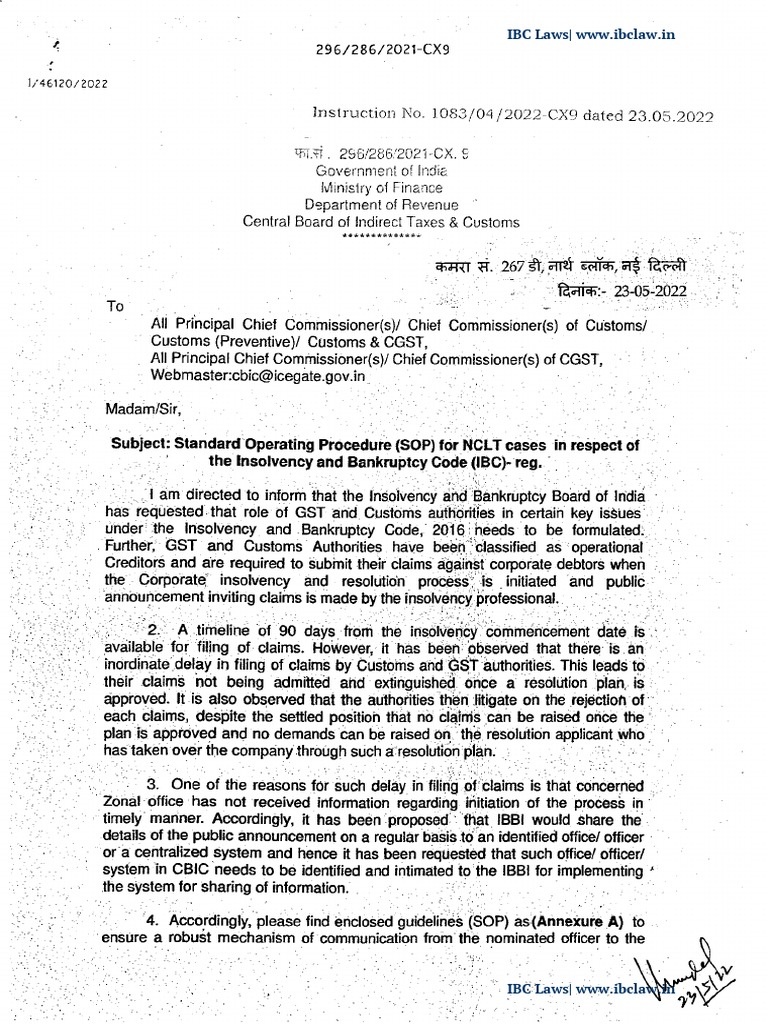 Standard+Operating+Procedure+ (SOP) +for+NCLT+Cases+in+Respect+of+the ...