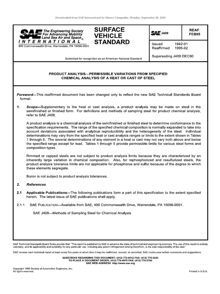 Sae J409 | PDF