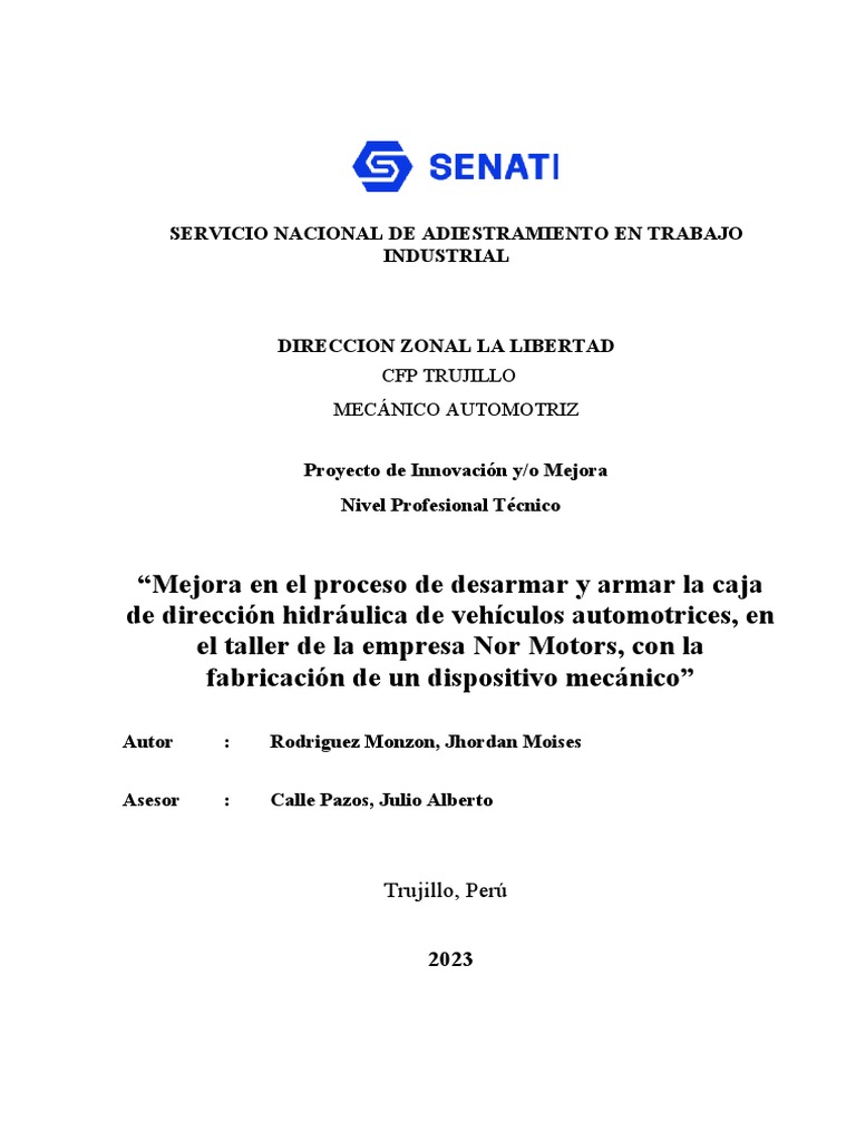 Rodriguez Monzon PROYECTO | PDF | Direccion | Ingeniería mecánica