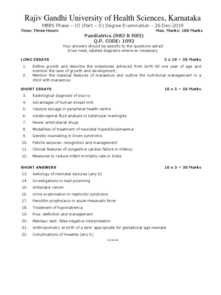 Final Year Mbbs (2019-23) Question Papers | PDF | Childbirth | Pregnancy