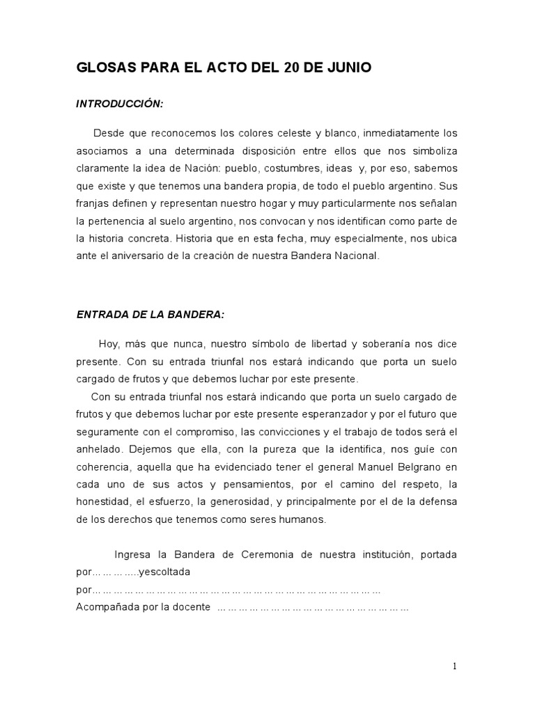 Glosas para 20 de Junio | PDF