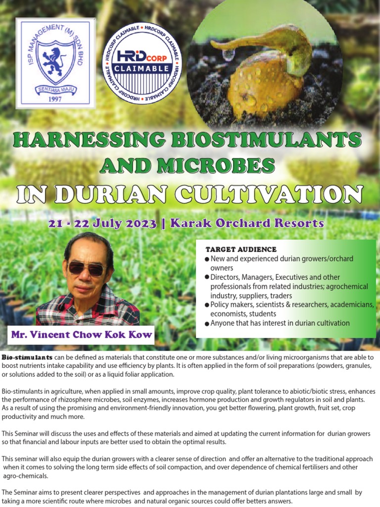 Durian-Cultivation-Jul-2023 Training Info | PDF | Horticulture | Soil
