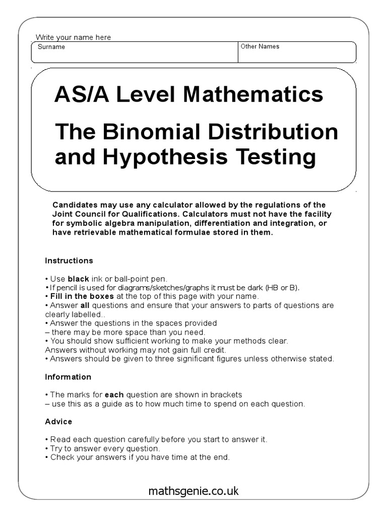 2.as Stats Binomial Hypothesis Testing | PDF | Statistical Significance ...