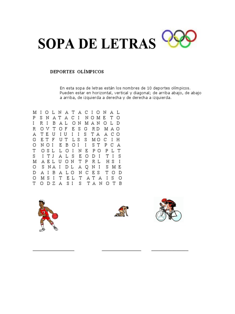 Sopa de Letras - Deportes Olímpicos | PDF