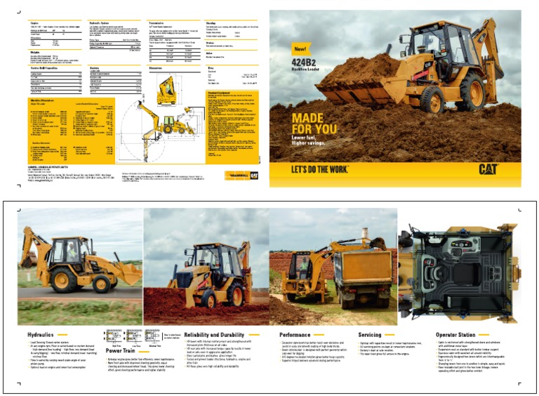 Cat 424b2 76 HP Backhoe Loader | PDF