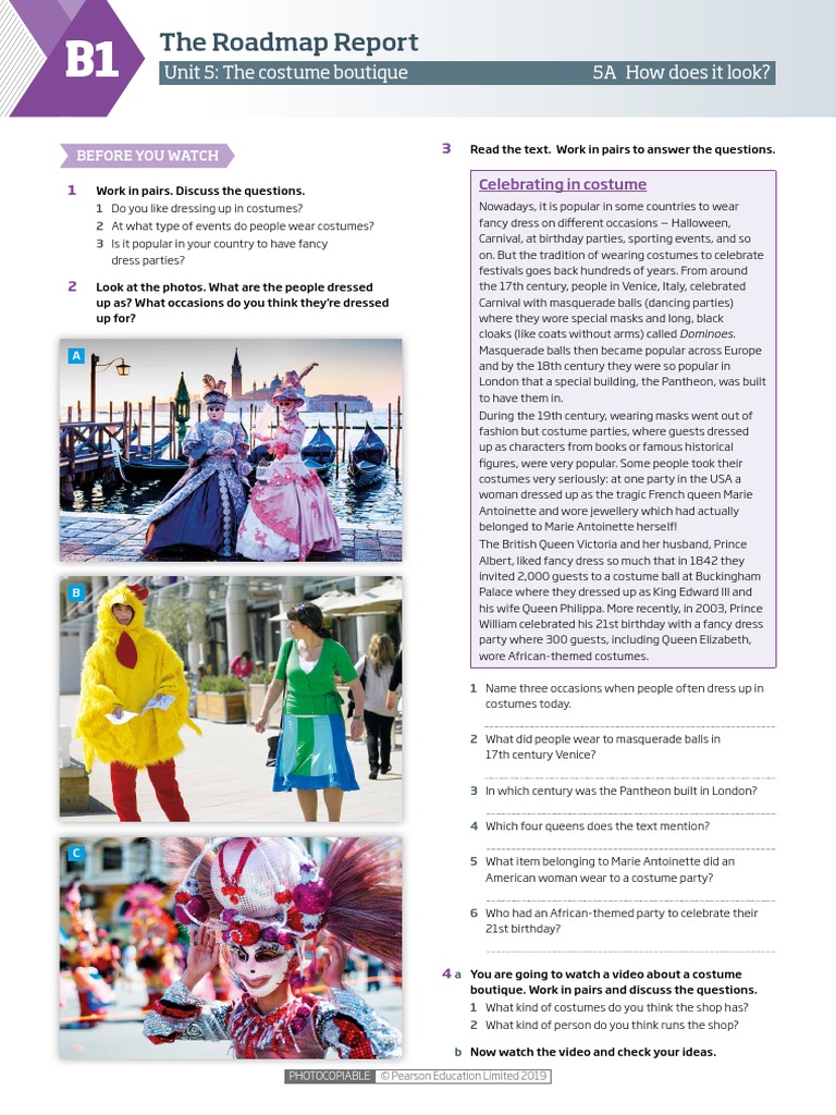 ROADMAP Report B1 Worksheet Unit | PDF | Clothing