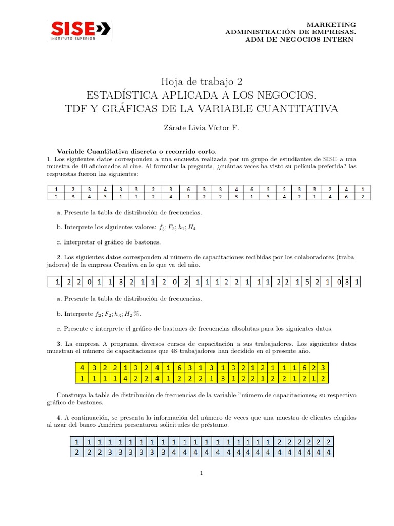 HT2 Sise Est Negocios TDF y GR Ficas Variable Cuantitativa | PDF | Histograma