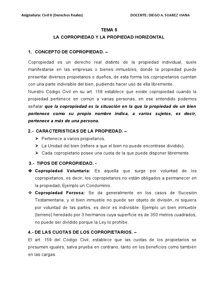 Tema 5 La Copropiedad | PDF | Condominio | Propiedad