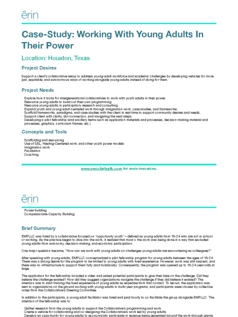 Case-Study: Working With Young-Adults in Power Case-Study | PDF | Mentorship | Autonomy