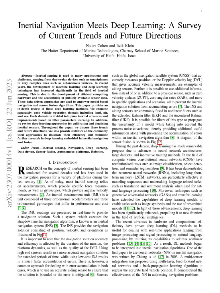 Inertial Navigation Meets Deep Learning: A Survey of Current Trends and Future Directions | PDF ...