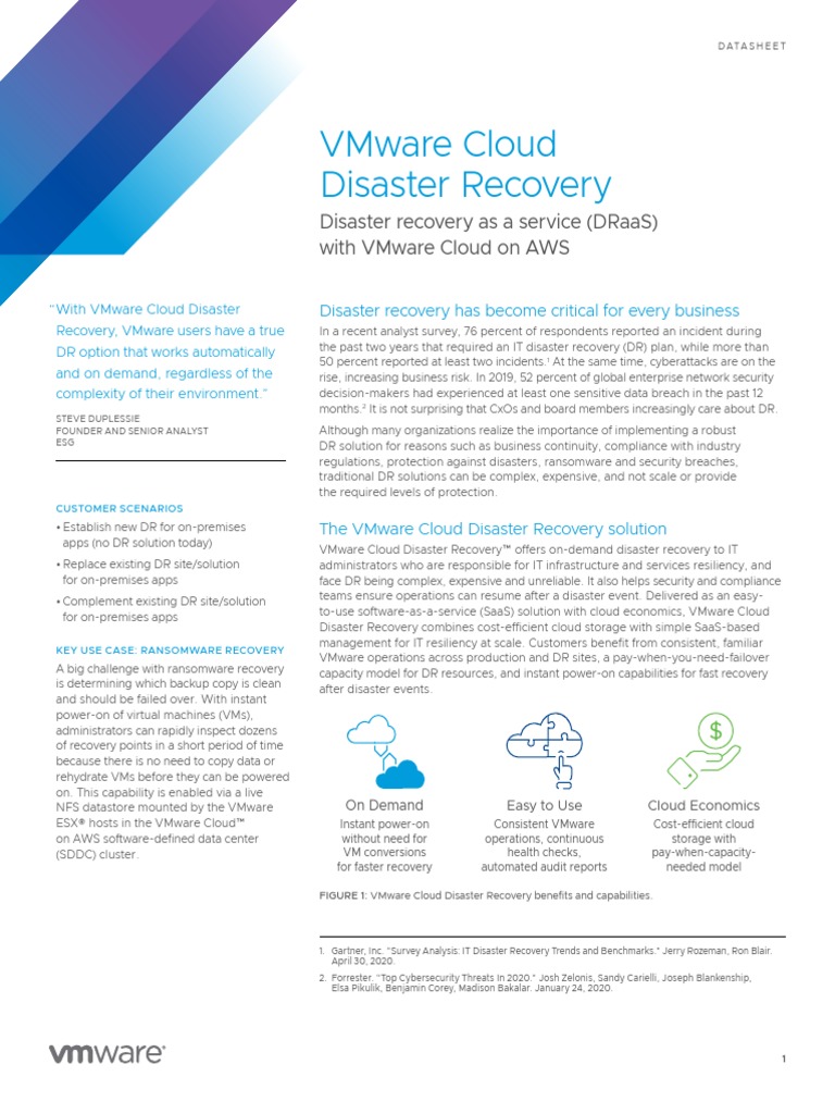 vmware-cloud-disaster-recovery-datasheet | PDF | Cloud Computing | Virtual Machine