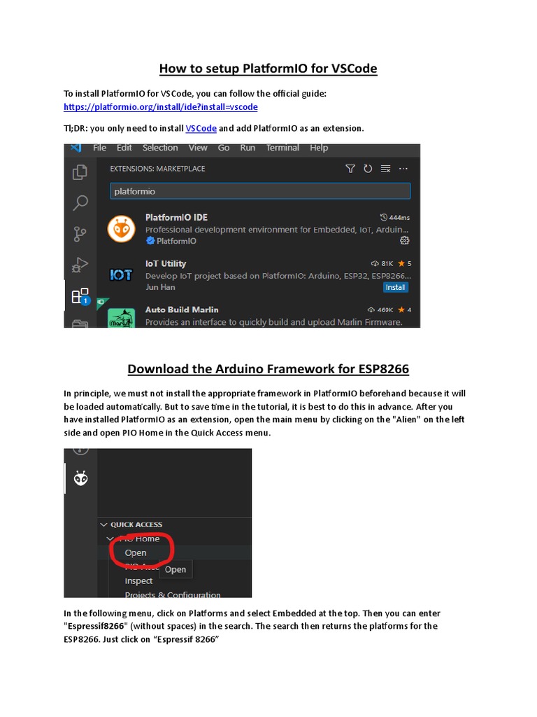 Guide To Setup PlatformIO For VSCode With The ESP8266 | PDF | Games & Activities | Technology ...
